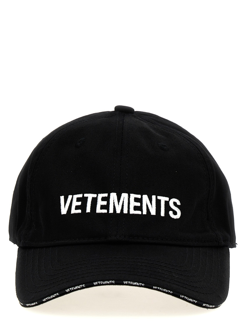 Vetements Logo-embroidered Cotton-twill Baseball Cap In Black | ModeSens