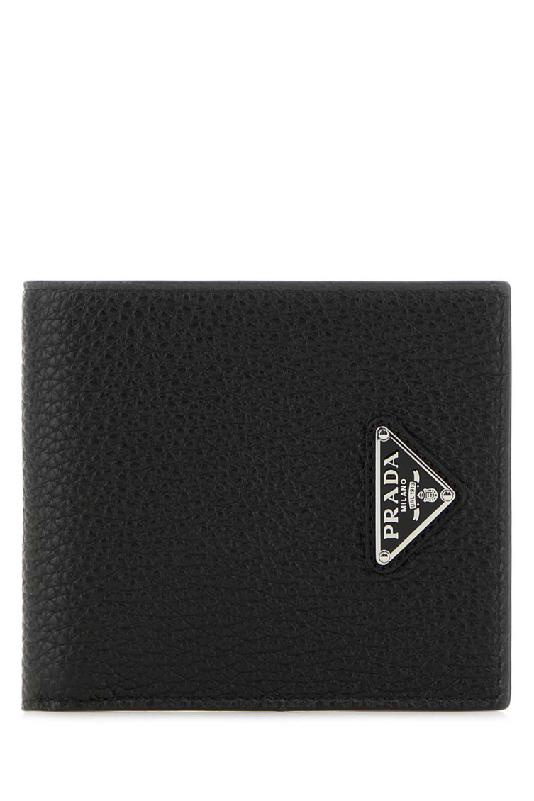 Prada Logo Leather Wallet Wallets And Card Holders Black | ModeSens