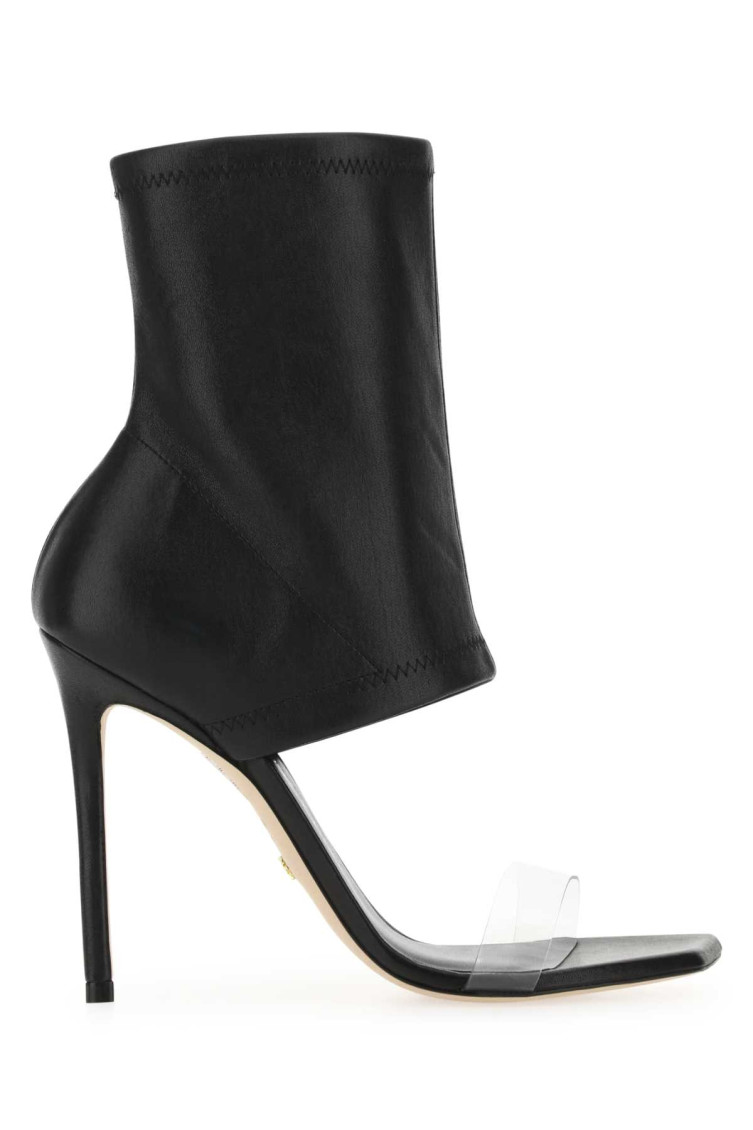 Stuart Weitzman Black Leather Ankle Heels | ModeSens