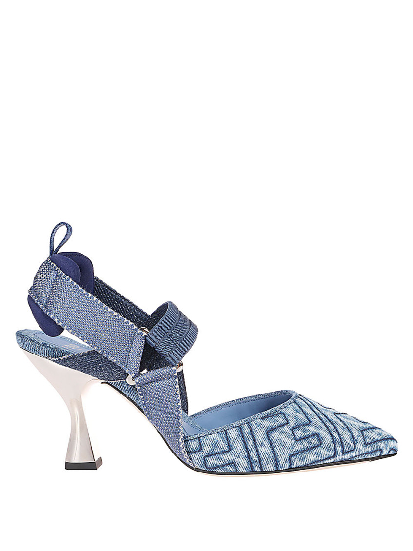 Fendi Blue Hummingbird Slingback Heels | ModeSens